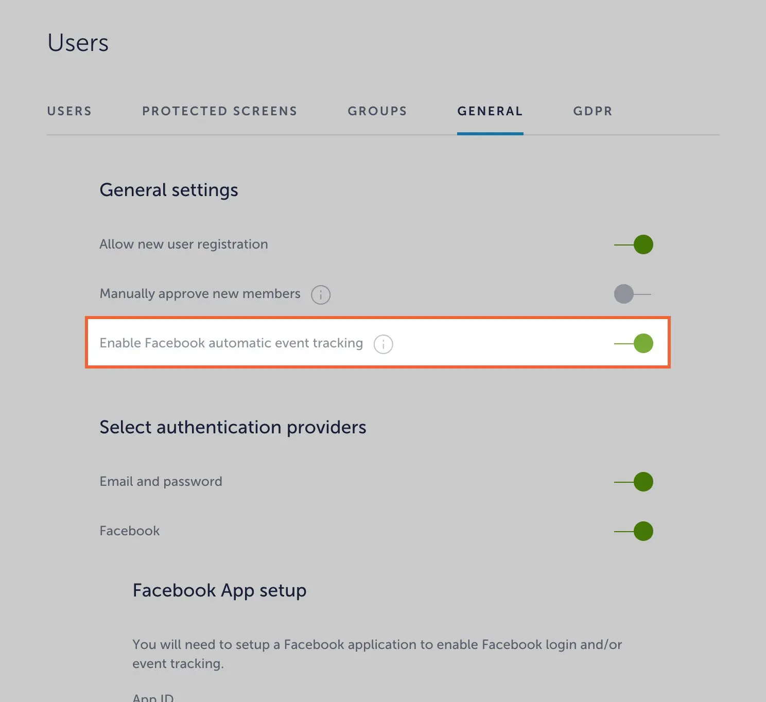 Facebook Automatic Event Tracking Setup – Shoutem